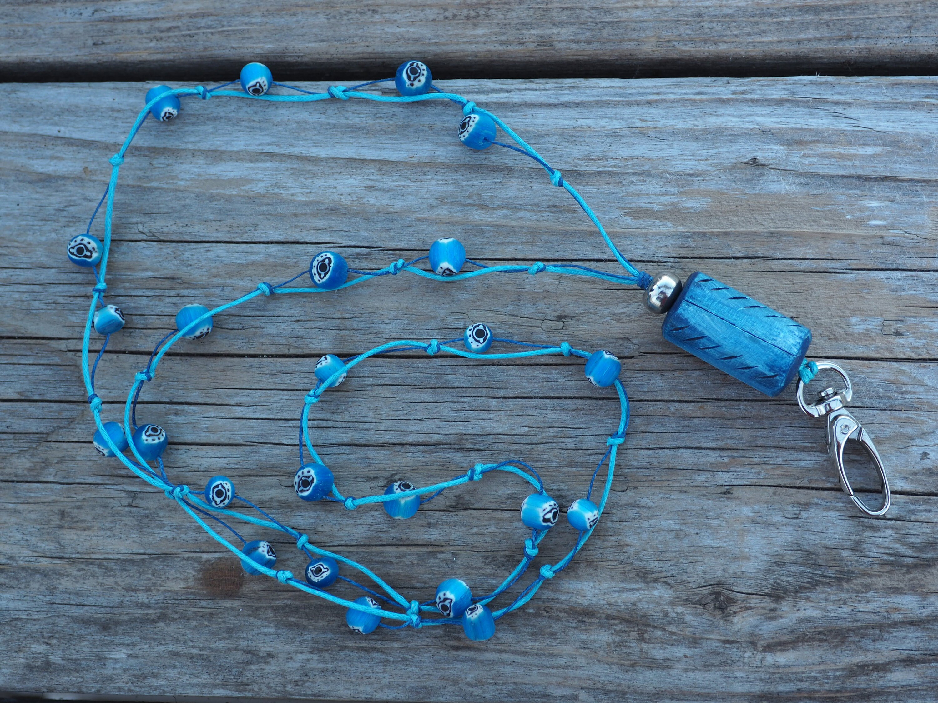 Cordón/banda de llaves con cuentas azules | Etsy España