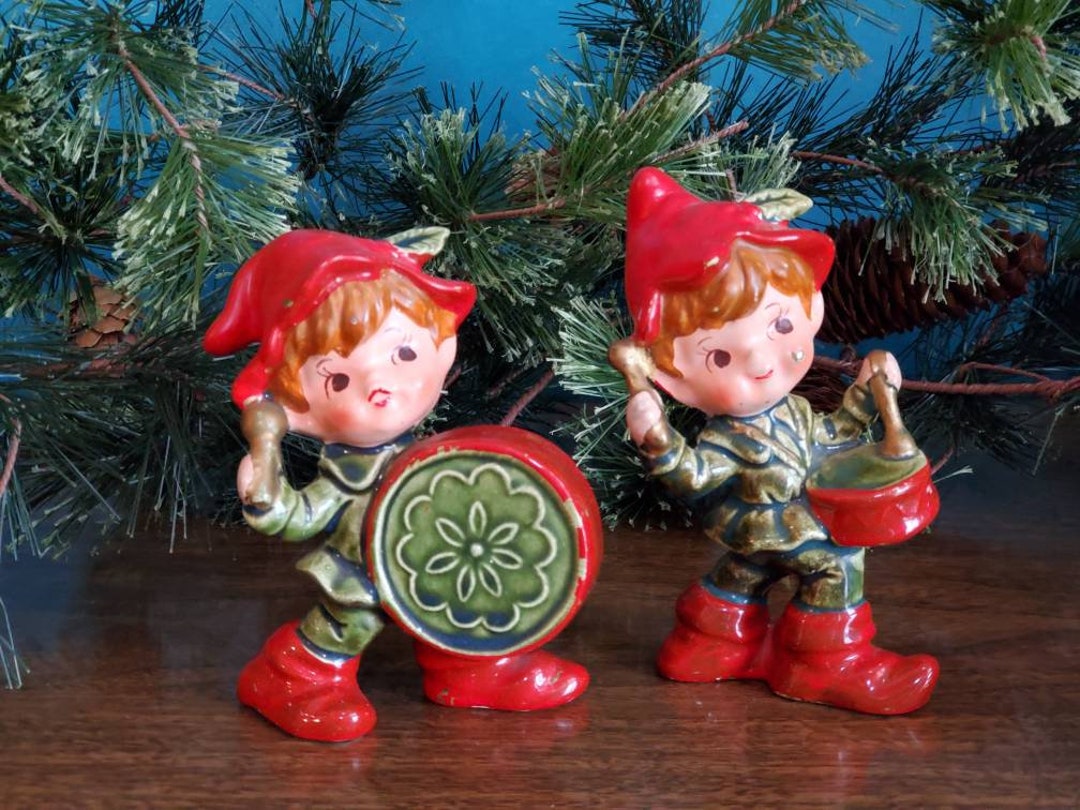 Vintage Mid Century Elf / Drummer Boy Ceramic Figurine Pair / Japan - Etsy
