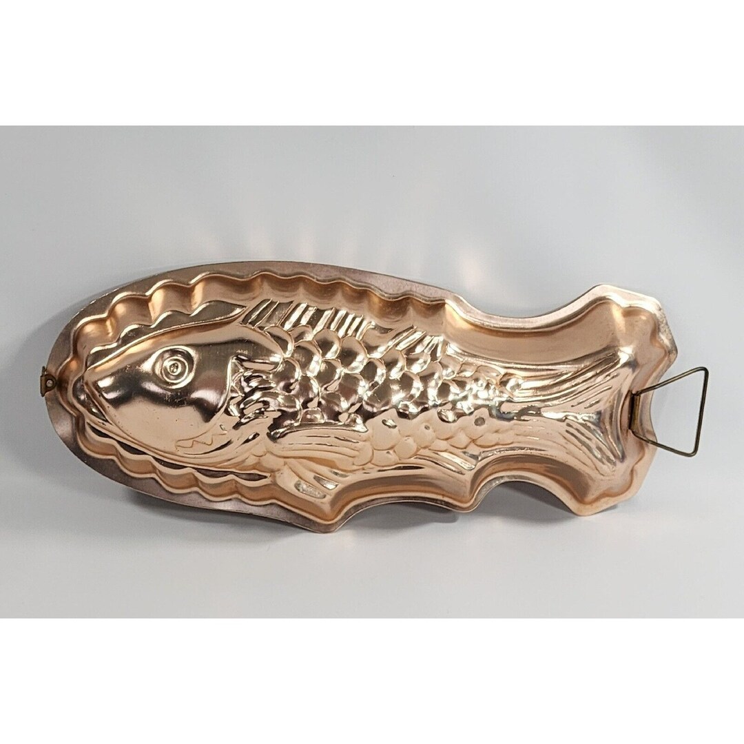 Vintage Copper Colored Fish Mold Jello Mold Aluminum Kitchen Wall Decor ...