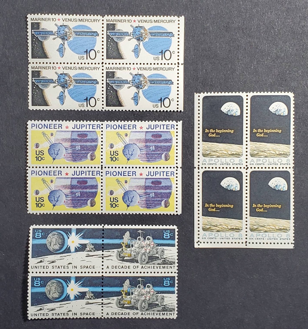 U.S. Postage Stamps / Set of 16 Space Theme / 1371 Apollo 8 / 1556 ...