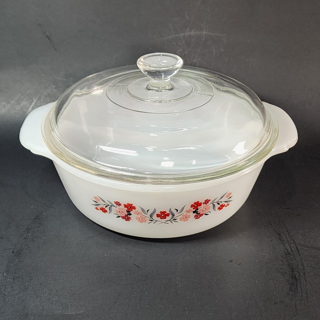 Vintage Fire King PRIMROSE 1 Quart Round Casserole Dish W/ Lid ...