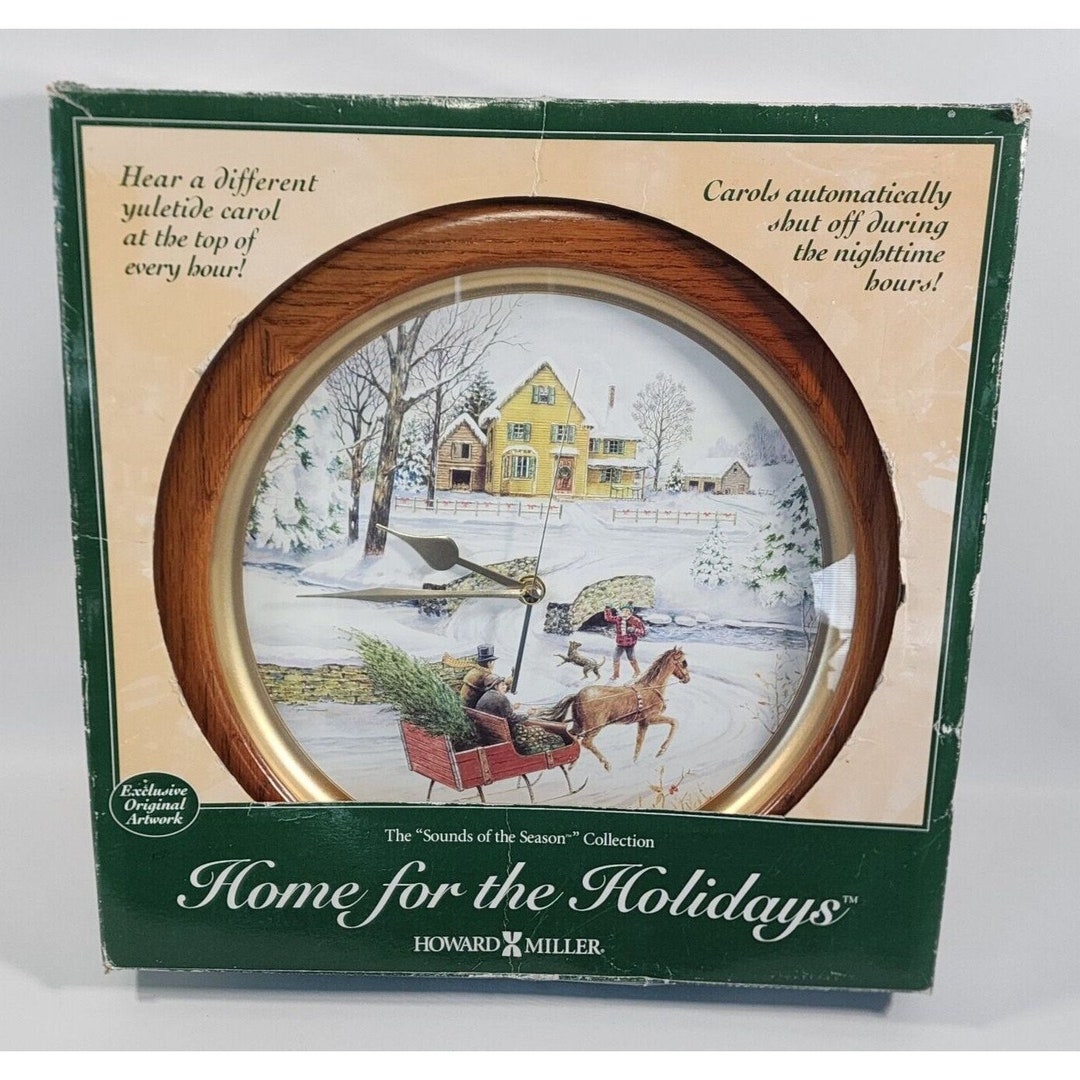 Vtg 1999 Howard Miller Christmas Carol Wall Clock Home for the Holidays ...