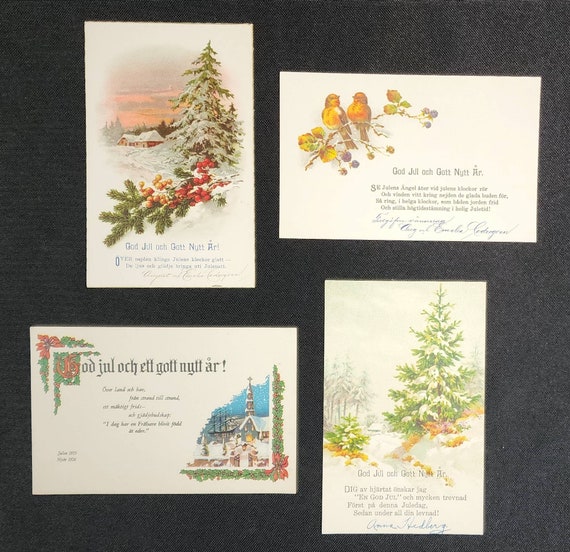 Antique Swedish Christmas Cards / God Jul Gott Nytt Ar / Set - Etsy