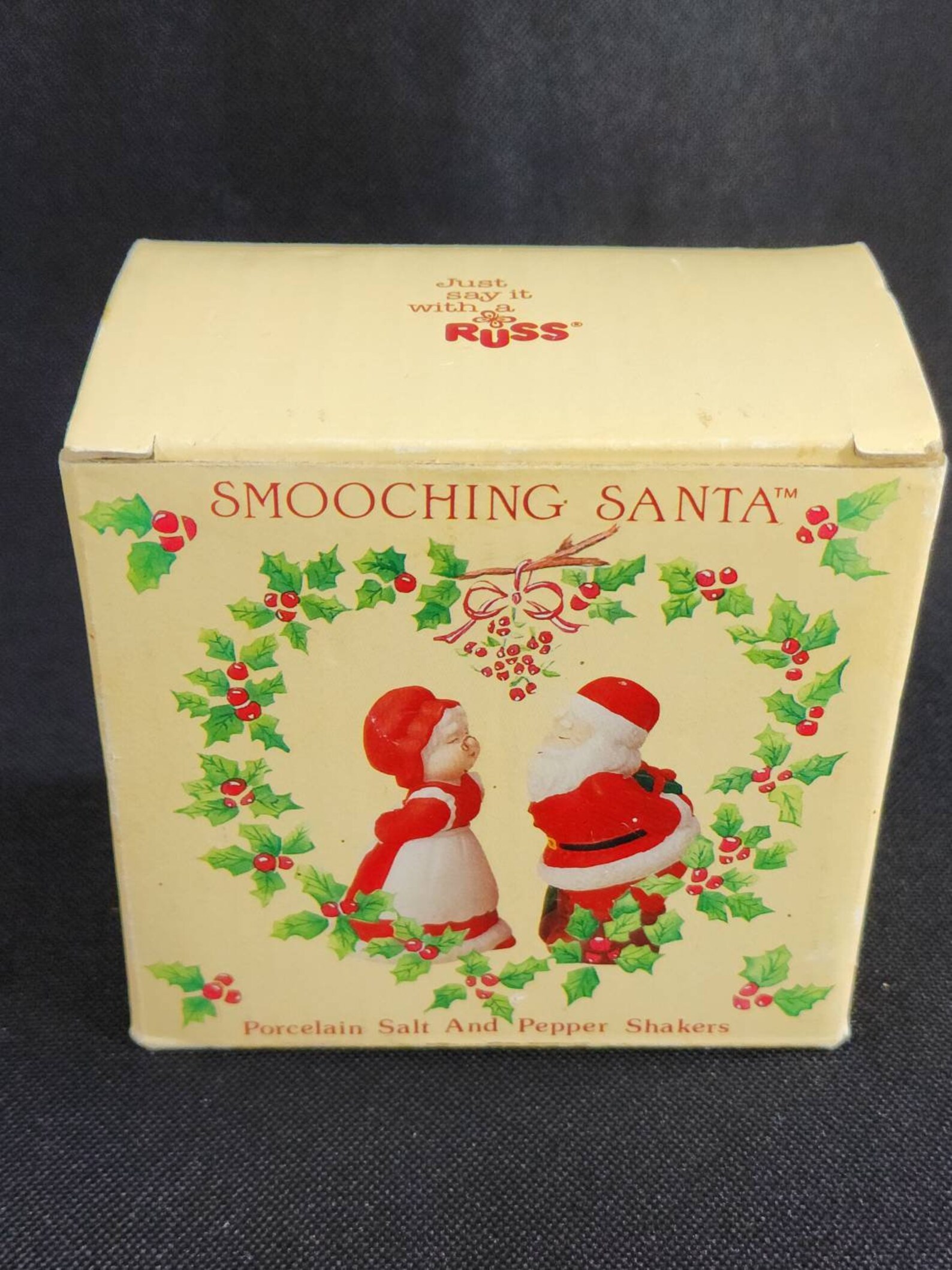 Vintage Russ Smooching Santa and Mrs. Claus Porcelain Salt & - Etsy