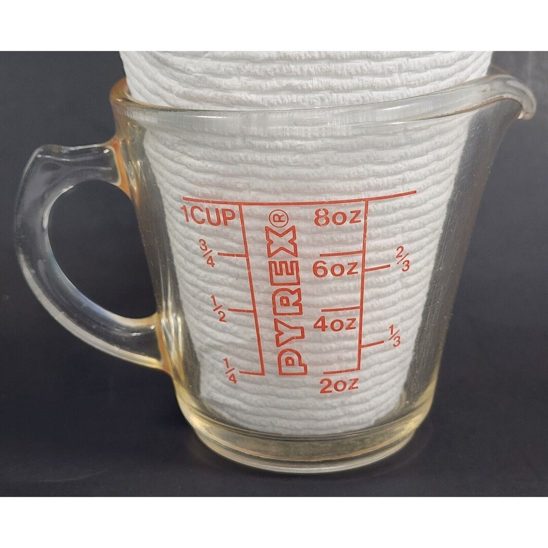 Vintage PYREX 1 Cup Measuring Cup Clear Glass Red Lettering 508 A-15 D ...