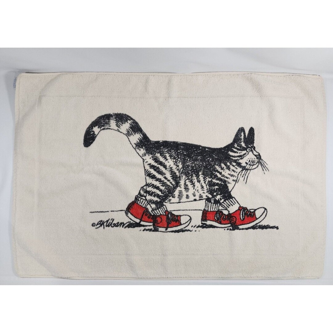 Vintage B Kliban Cat Bath Mat Towel Cat With Red Sneakers - Etsy