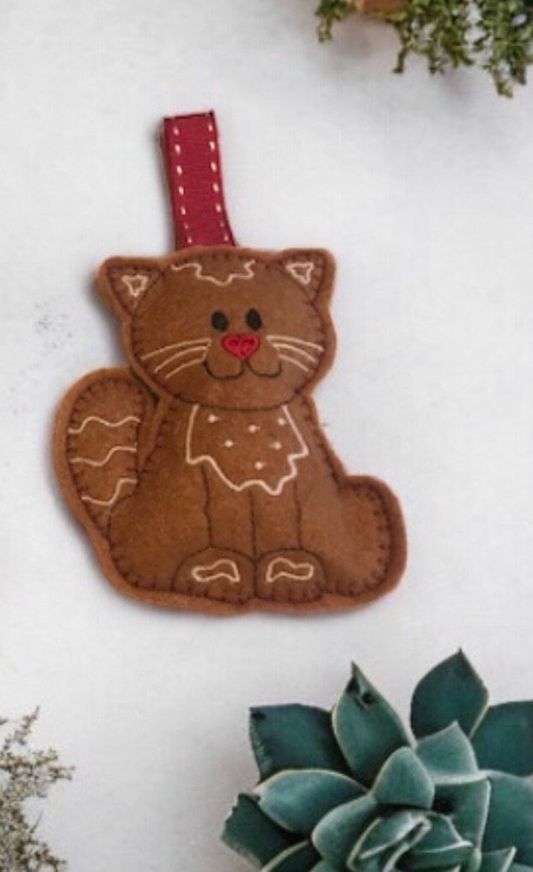 Kitty Cat Christmas Tree Felt Hanging Decorations - Xmas -festive Decor ...