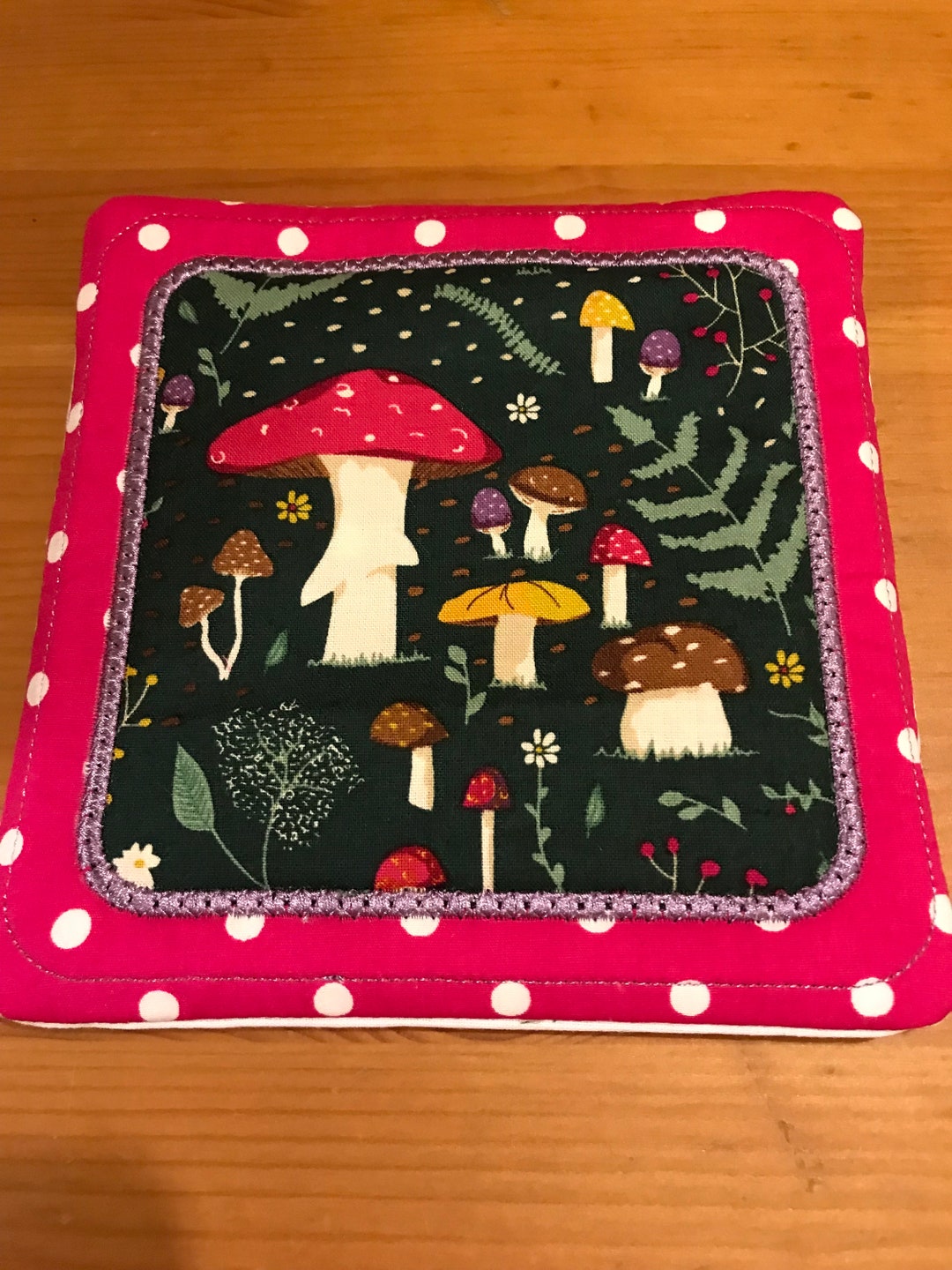 Fabric Coaster Mug Rug toadstool Tea Lovers Gift Coffee Table Mat ...