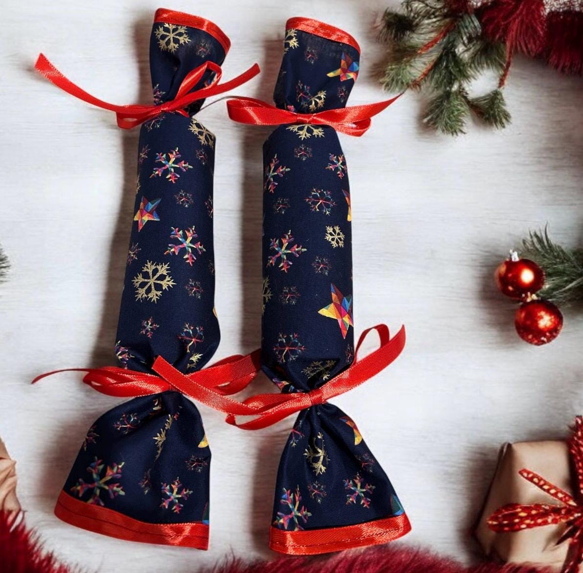Reusable Fabric Christmas Crackers With Snaps - Fill Your Own Crackers ...