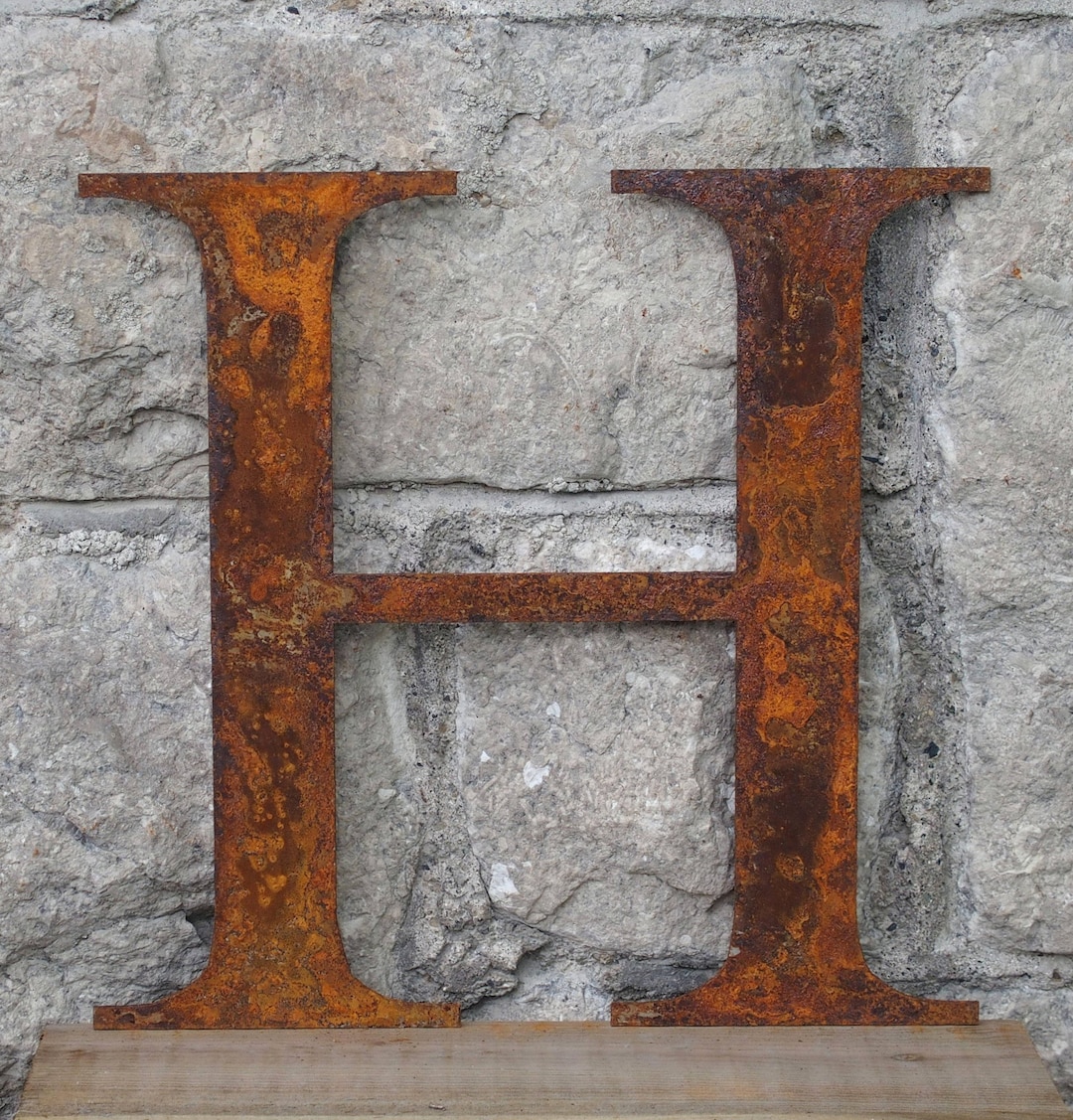 Flat Metal Rusty Letter H / Metal / Letter / Garden / Industrial ...