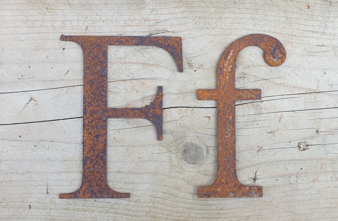 Flat Metal Rusty Letter / Metal / Letter / Lowercase F / Rusty | Etsy