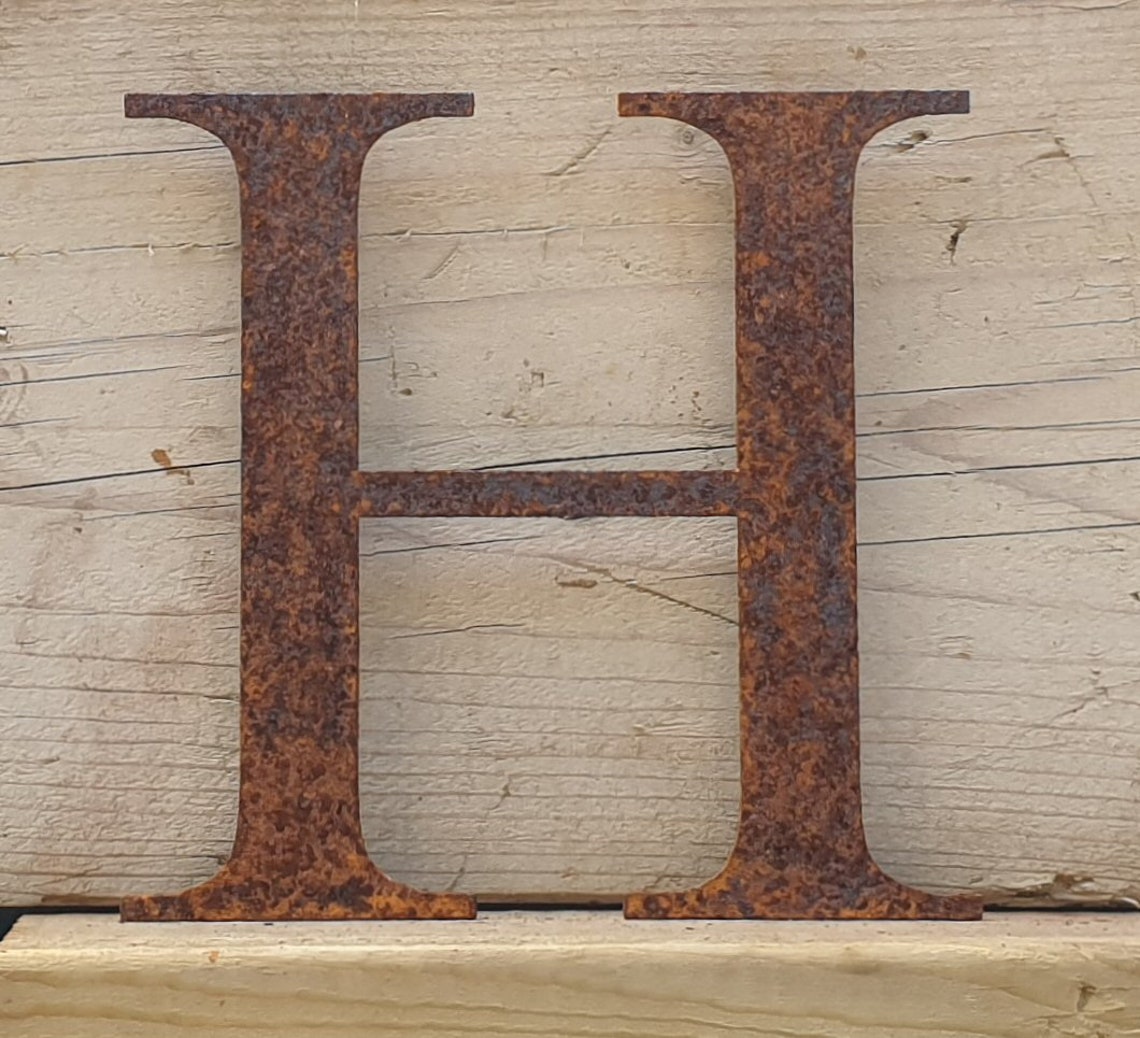 Rusty Letter / Flat Metal H / Letter H / Metal / Letter / Garden ...