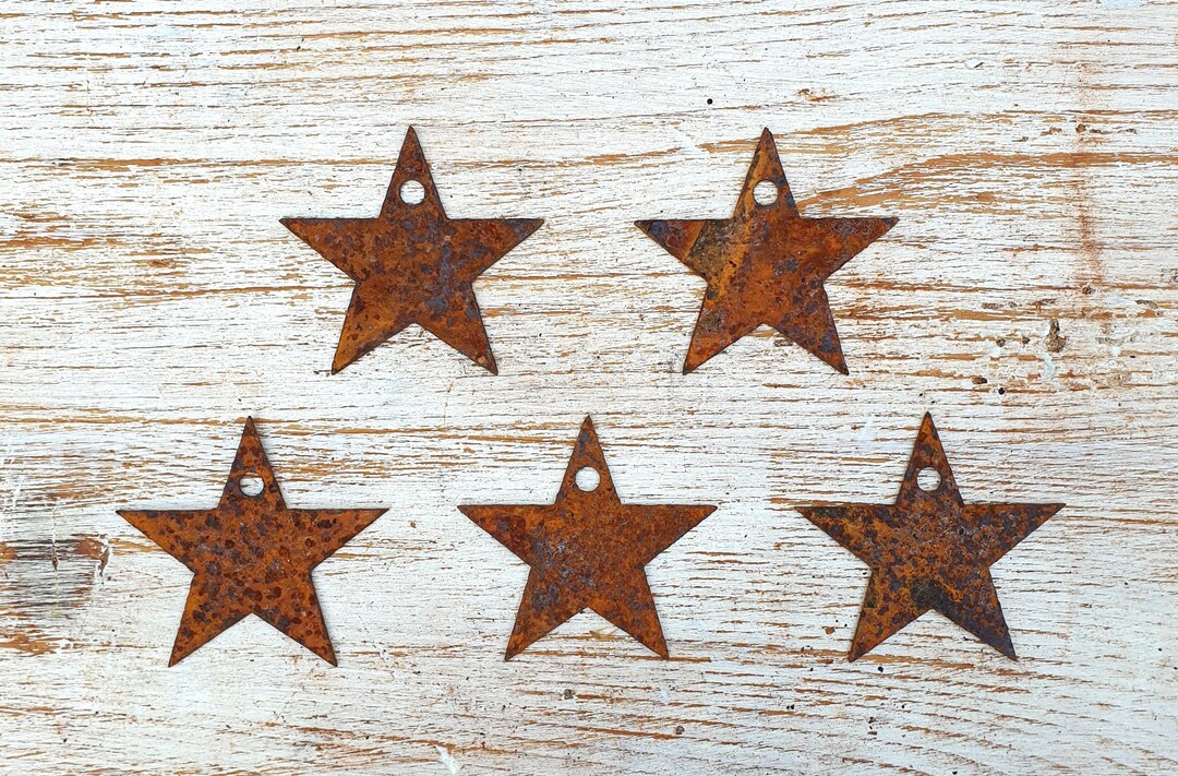 Set of 5 Rusty Stars / Rust / Flat Metal Star / Metal / Tiny / Garden ...