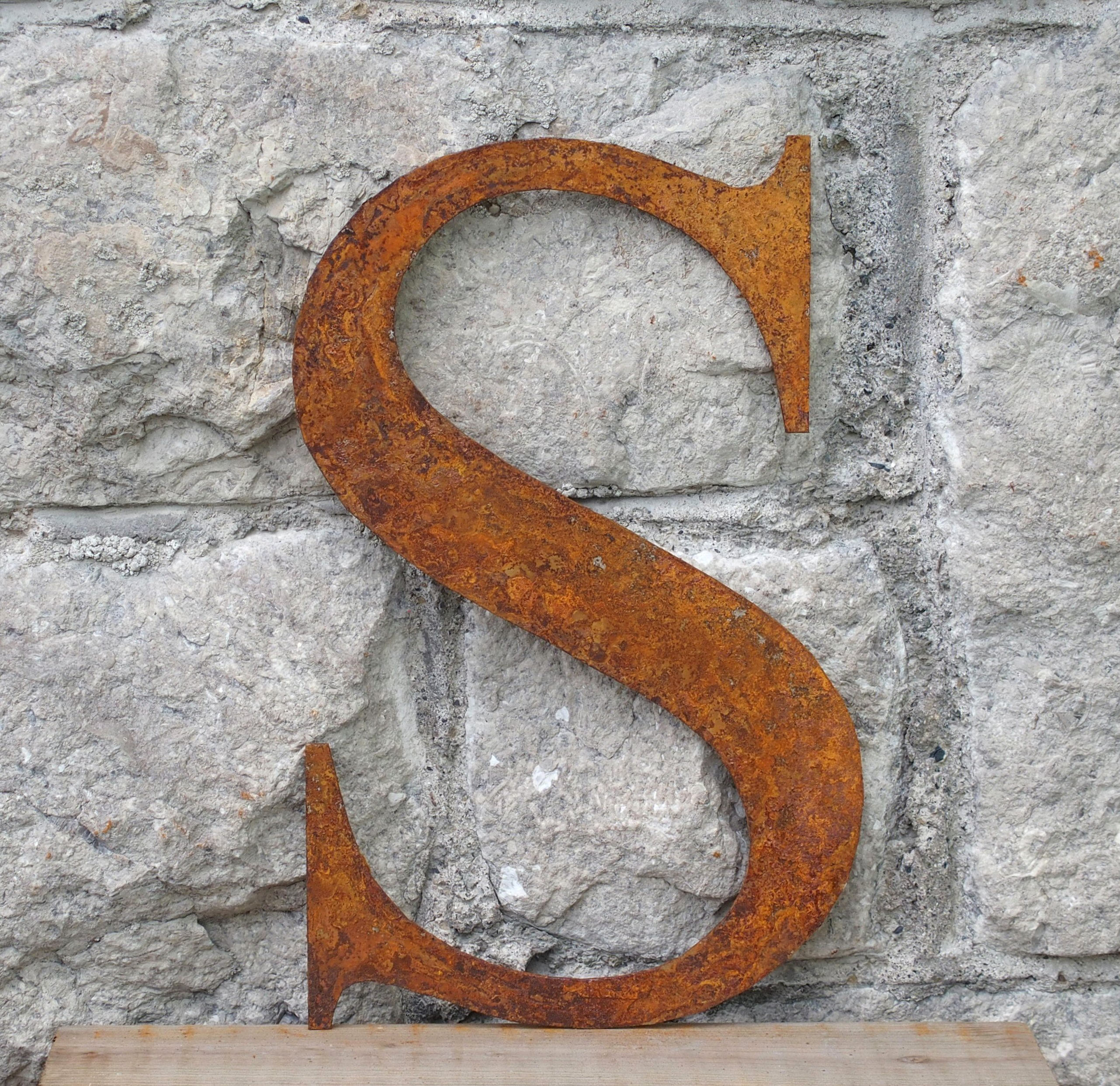 Flat Metal Rusty Letter S / Metal / Letter / Garden / | Etsy