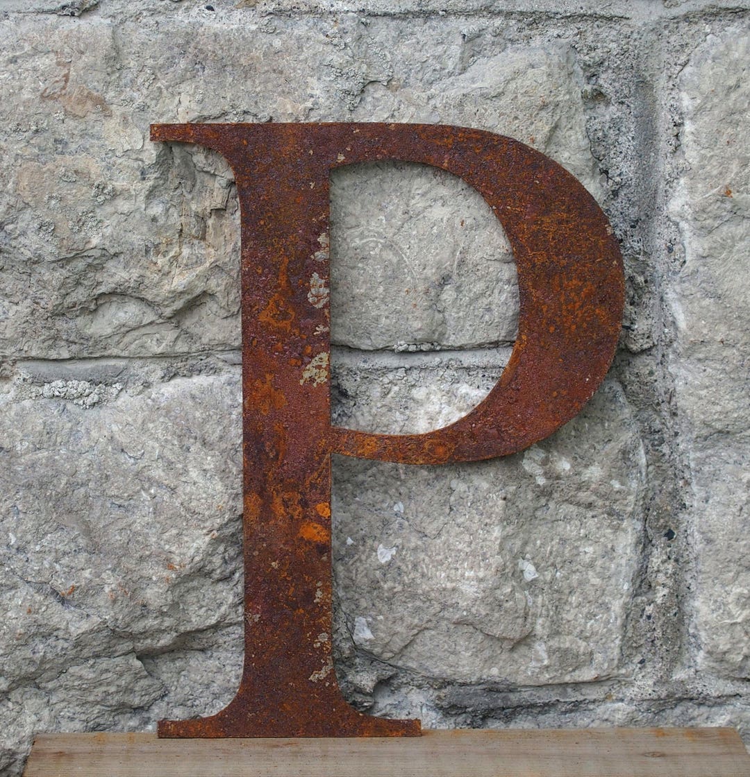 Flat Metal Rusty Letter P / Metal / Letter / Garden / - Etsy