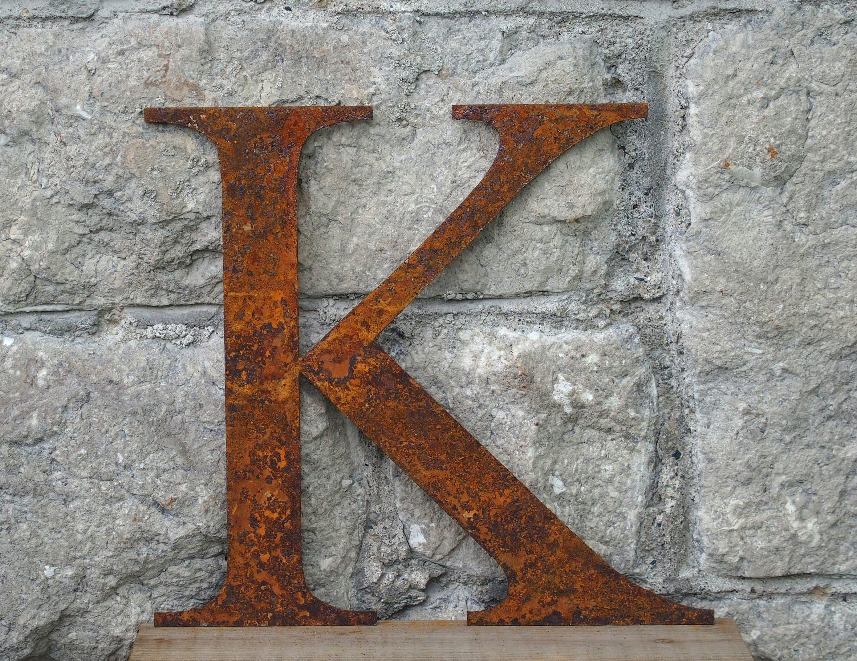 Flat Metal Rusty Letter K / Metal / Letter / Garden / | Etsy