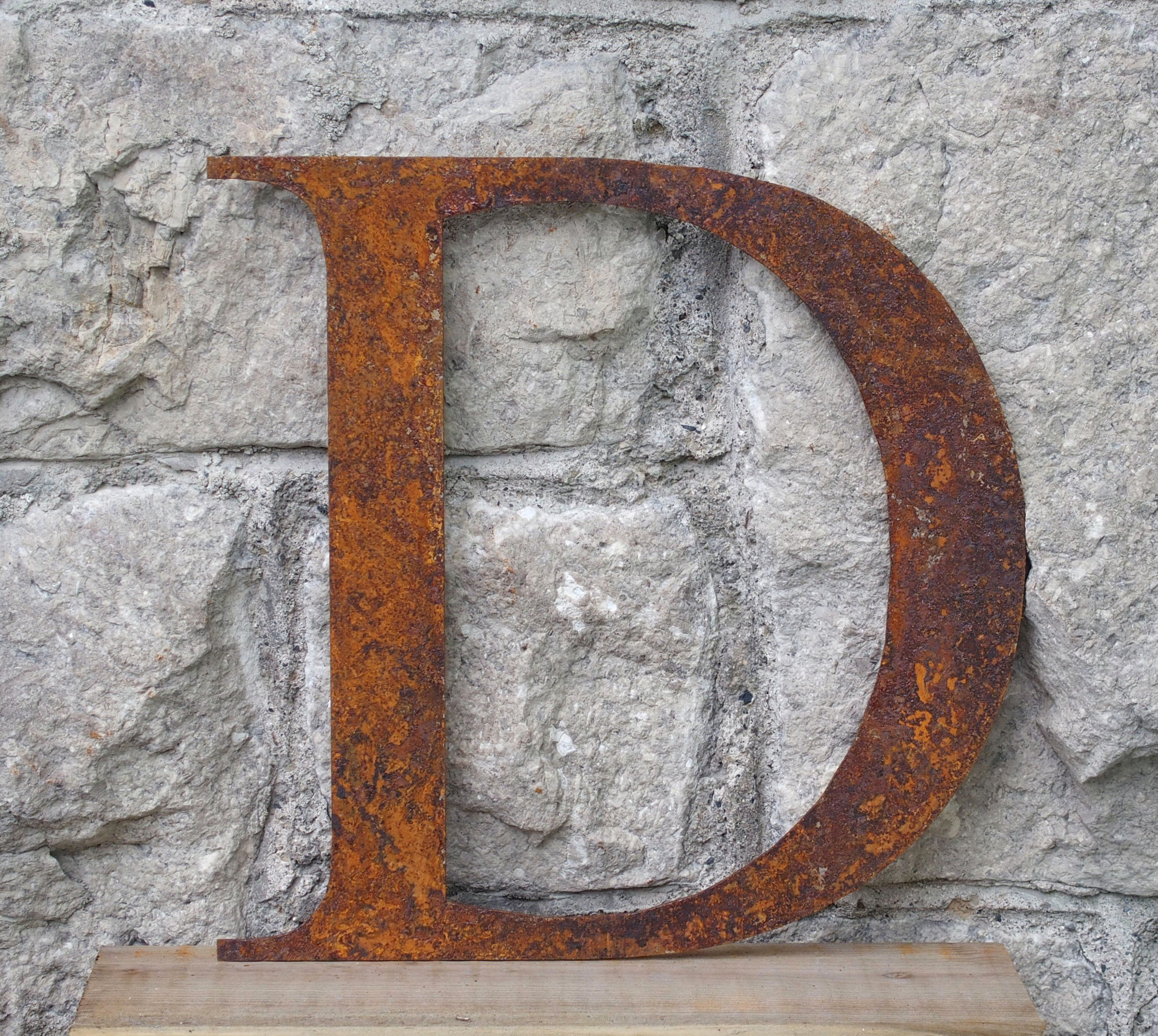 Flat Metal Rusty Letter D / Metal / Letter / Garden / Industrial ...