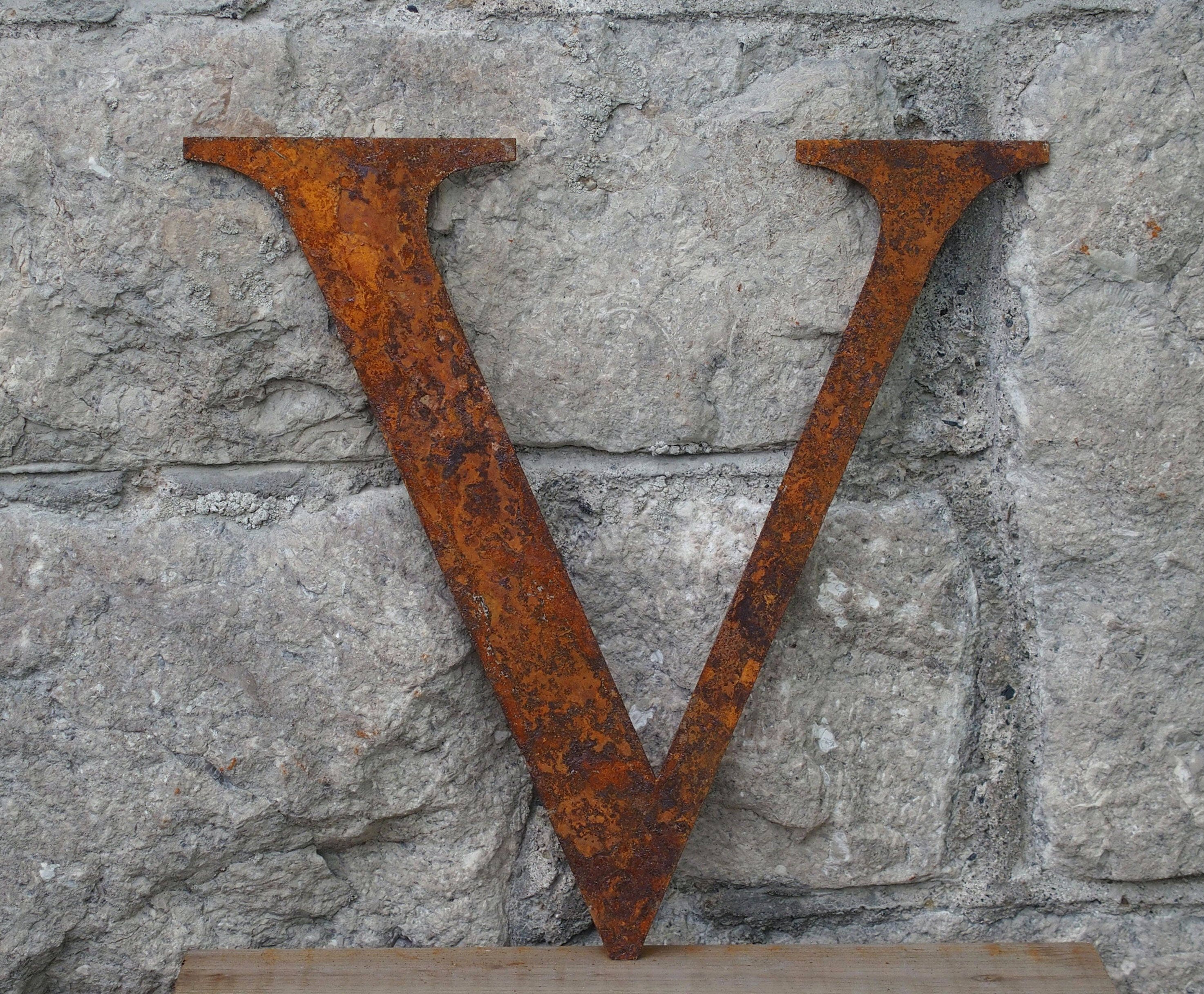 Flat Metal Rusty Letter V / Metal / Letter / Garden / | Etsy