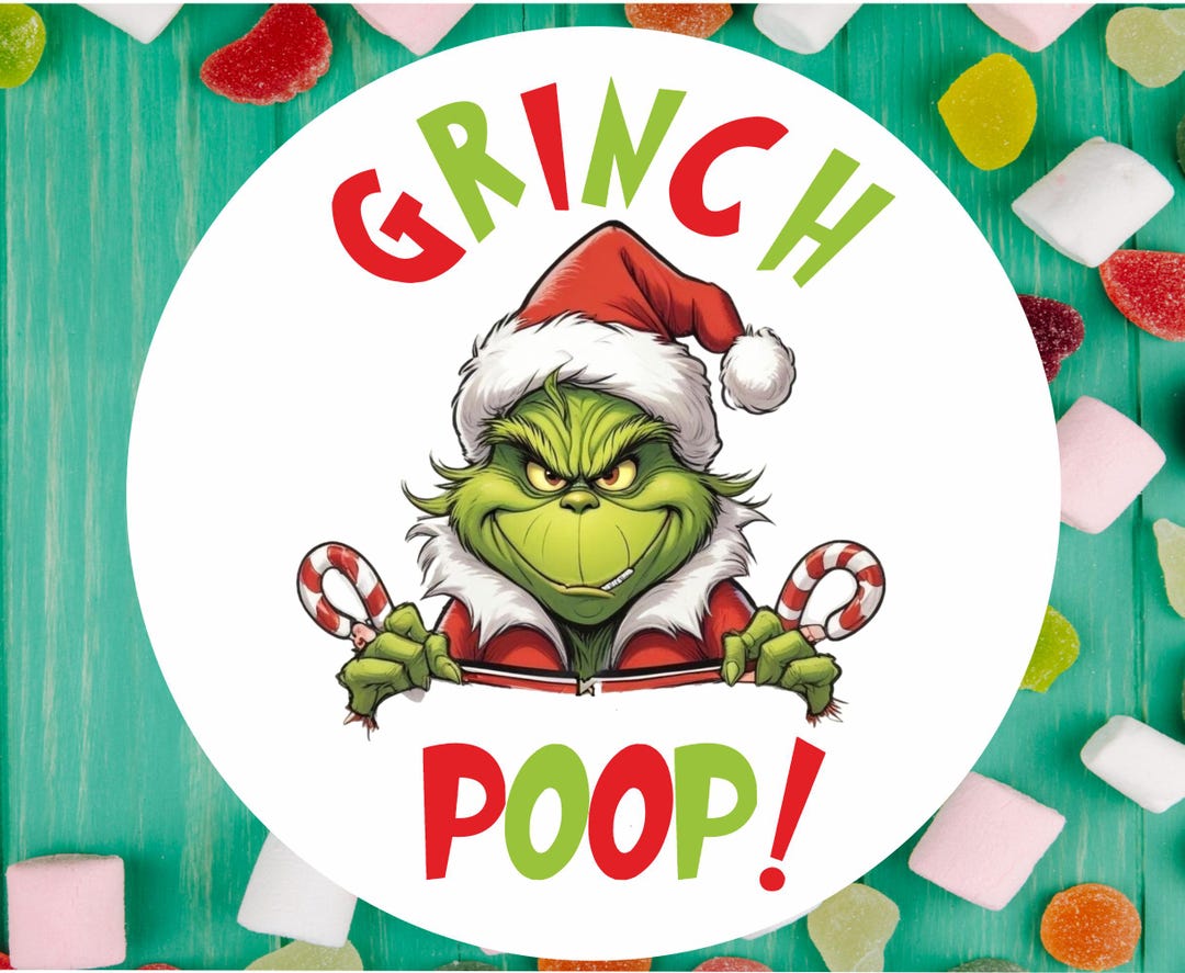 48 Grinch Poop Christmas Sweet Cone Stickers,labels Great for Bags ...