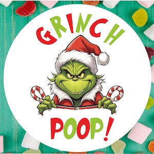 48 Grinch Poop Christmas Sweet Cone Stickers,labels Great for Bags ...