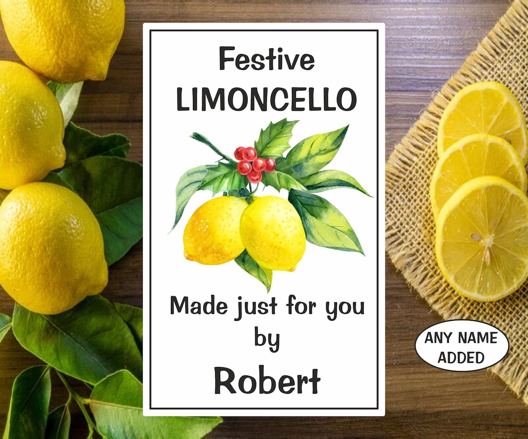 8 Personalised Festive Limoncello Bottle Labels Great - Etsy