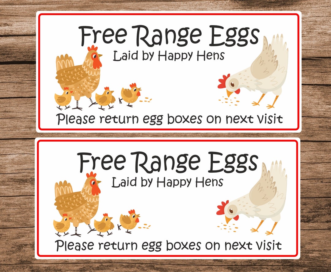 34 Free Range Eggs / Egg Box Stickers/labels Free Range Eggs Laid by ...