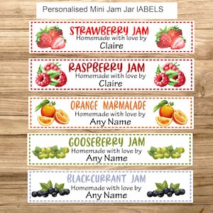 58 Personalised Mini Jam Jar Labels Any Name Printed, Strawberry ...