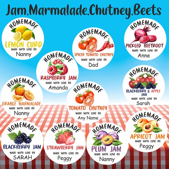 39 Personalised Jar Labels Stickers Ideal for Jams Lemon - Etsy UK