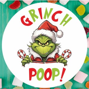 48 Grinch Poop Christmas Sweet Cone Stickers,labels Great for Bags ...