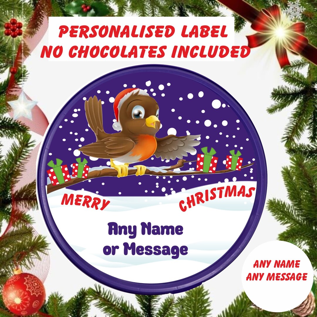 Personalised Chocolate Label Only Robin Design Fits Heroes Tub No ...