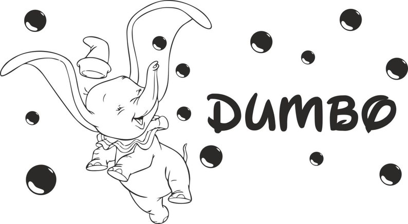 Personalised Dumbo and Bubbles Wall Decal Sticker Any Name - Etsy