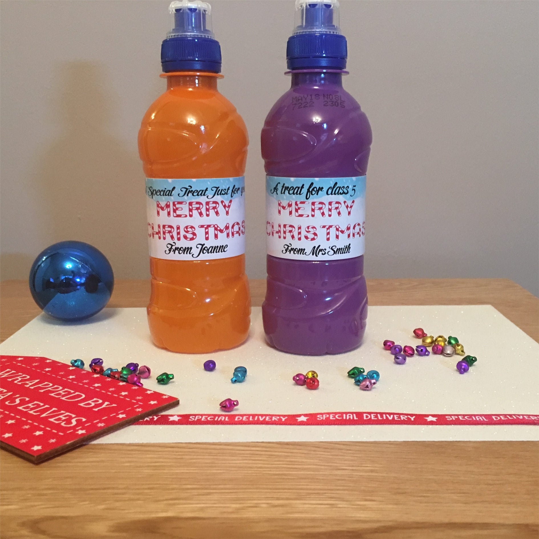 16 Personalised Childrens Fruit Shoot Sticky Labels Snowman Merry ...