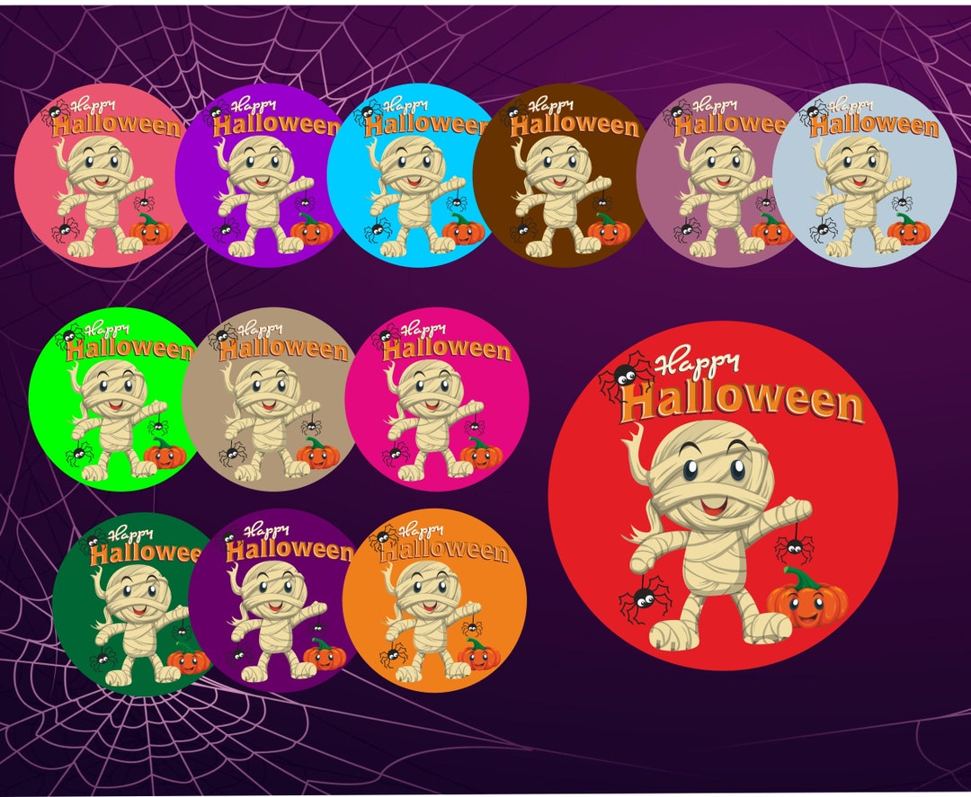 Happy Halloween Stickers Mummy Design, Assorted Colours, Ideal for ...