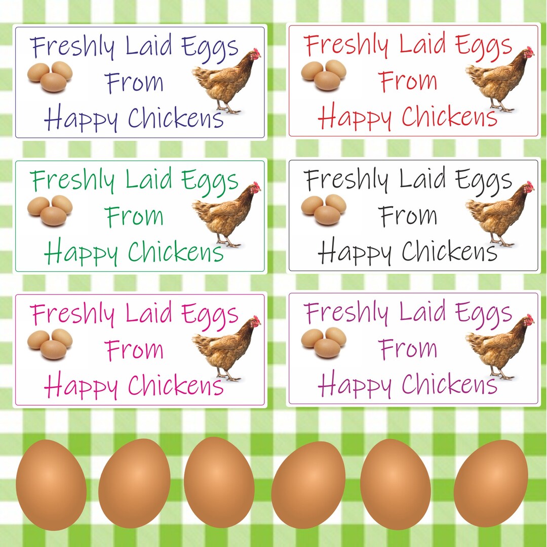 34 Egg Box Stickers/labels Freshly Laid Eggs by Happy Chickens Choice ...