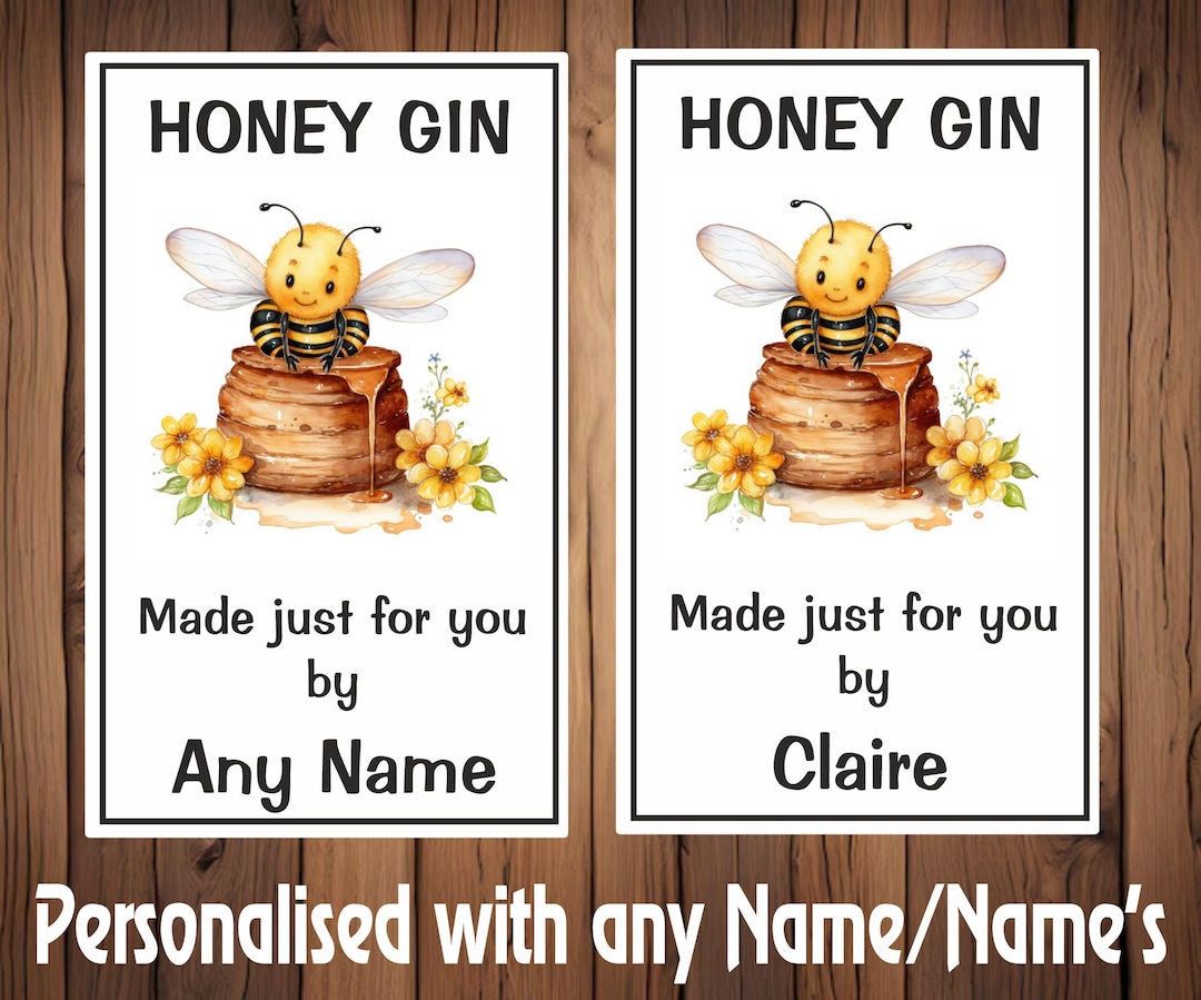 8 Personalised Honey Gin Bottle Labels Great Christmas Gift , Stocking ...