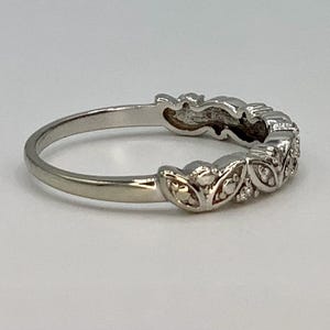 10K White Gold Diamonds KEEPSAKE Vintage Wedding Band Ring Ornate ...