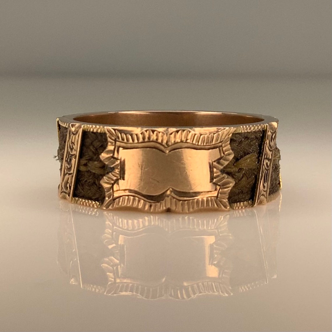 Victorian 9K Gold Mourning “brother” Plaited Hair Ring Band Size 7.25 ...