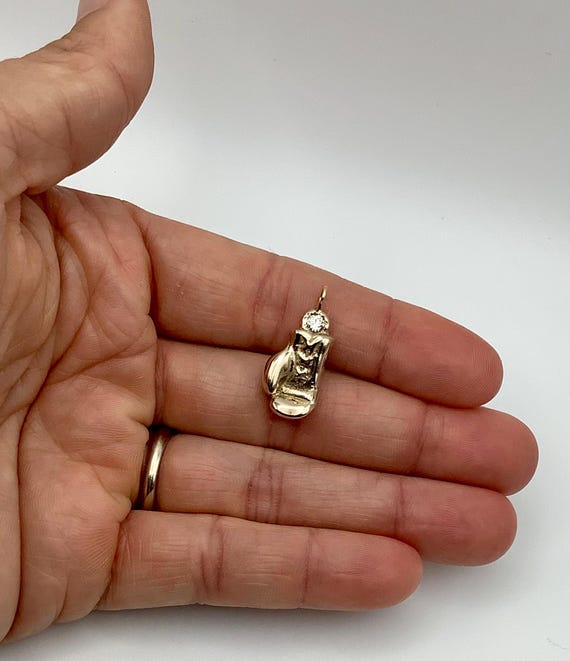 14K Gold Boxing Glove Diamond Pendant Solid Yellow Go… - Gem