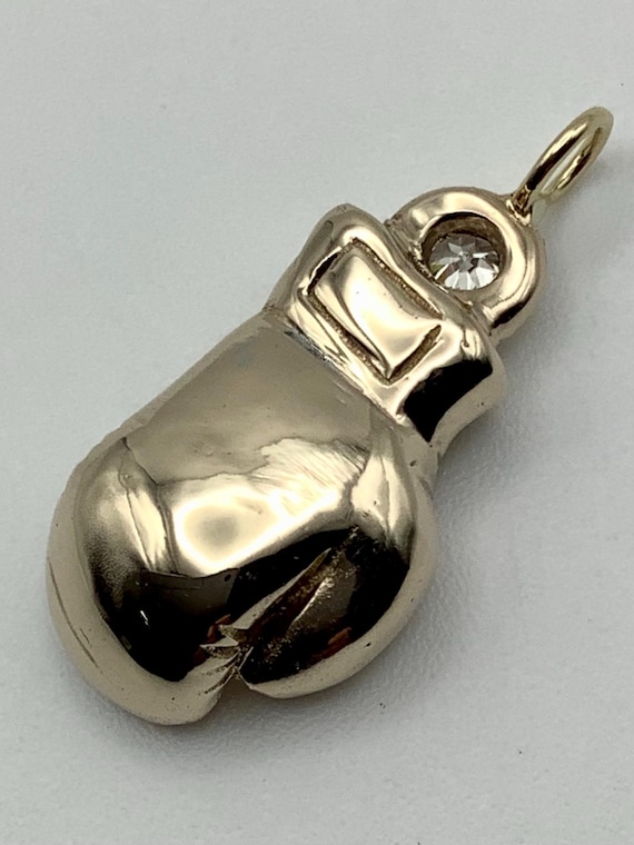 14K Gold Boxing Glove Diamond Pendant Solid Yellow Go… - Gem