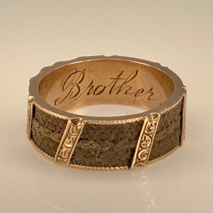 Victorian 9K Gold Mourning “brother” Plaited Hair Ring Band Size 7.25 ...
