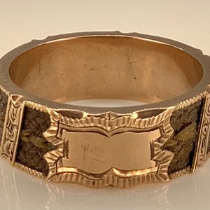 Victorian 9K Gold Mourning “brother” Plaited Hair Ring Band Size 7.25 ...