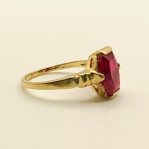 Vintage 14K Gold Coffin-cut Ruby Red Solitaire Mid-century Ring Size 6. ...