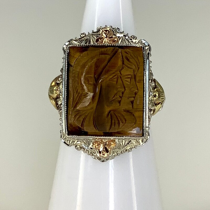 Mens Vintage Carved Tiger Eye Ring - Etsy