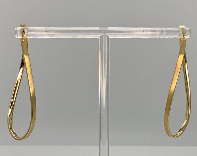14K Gold Hoops Wavy Oblong Simple Oversized Long Curly Hoop Earrings - Etsy
