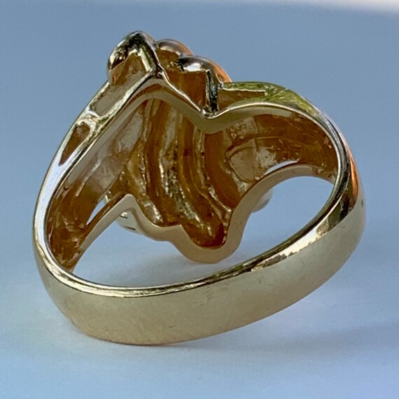 Vintage 14K Gold Abstract Wavy Flame Swirl Matte & Po… - Gem