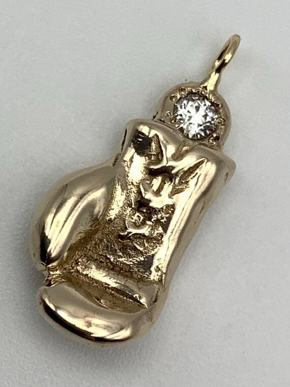14K Gold Boxing Glove Diamond Pendant Solid Yellow Go… - Gem