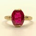 Vintage 14K Gold Coffin-cut Ruby Red Solitaire Mid-century Ring Size 6. ...