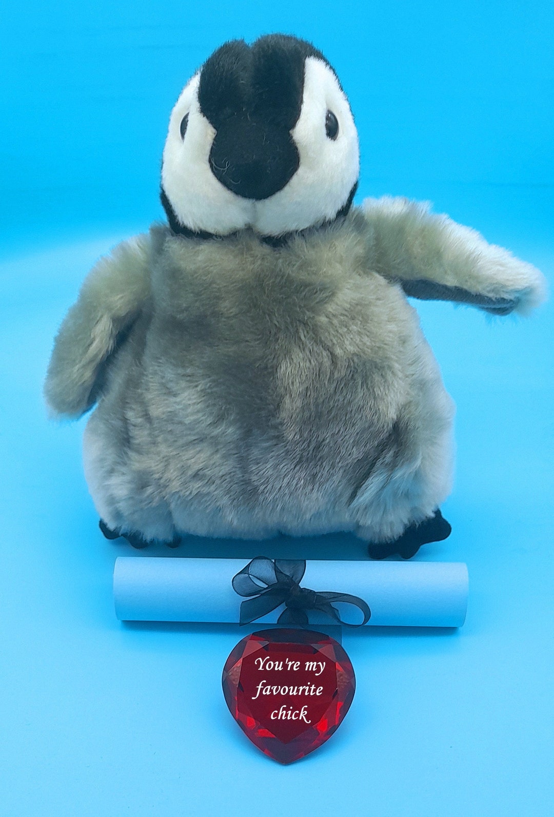 Chubby Chick Penguin Plush With Engraved Red Heart and Penguin - Etsy