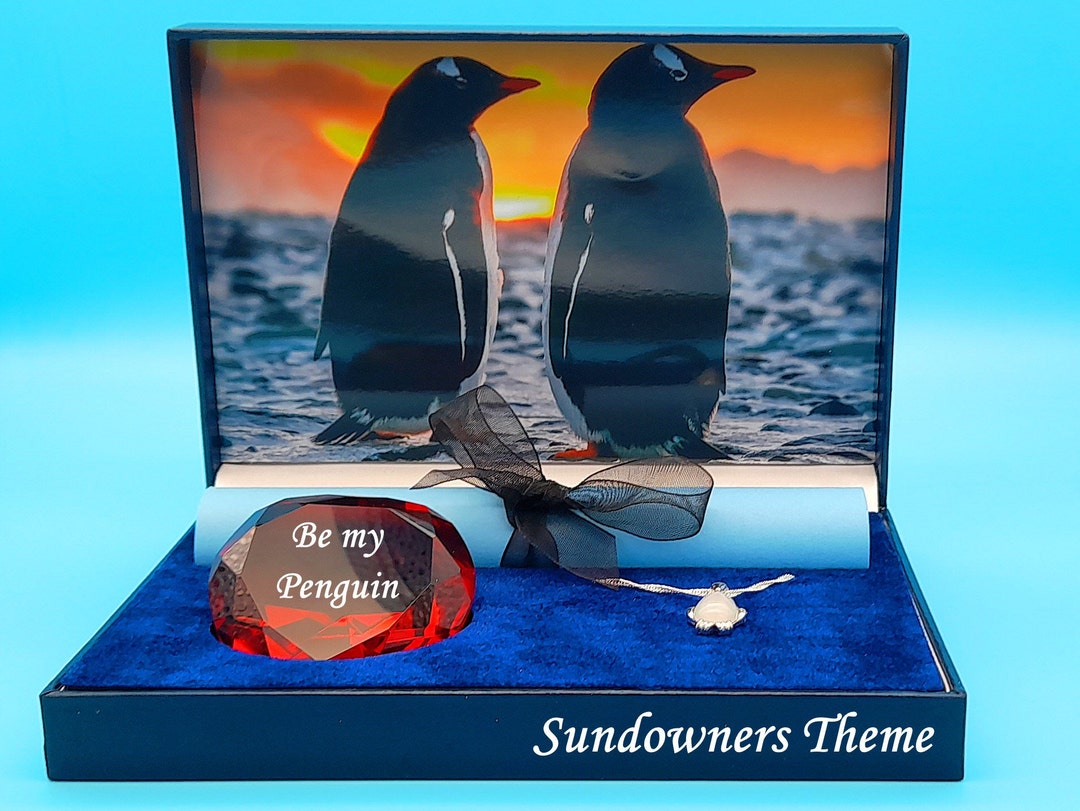 Personalisable penguins at Sunset Themed Necklace Gift Box - Etsy