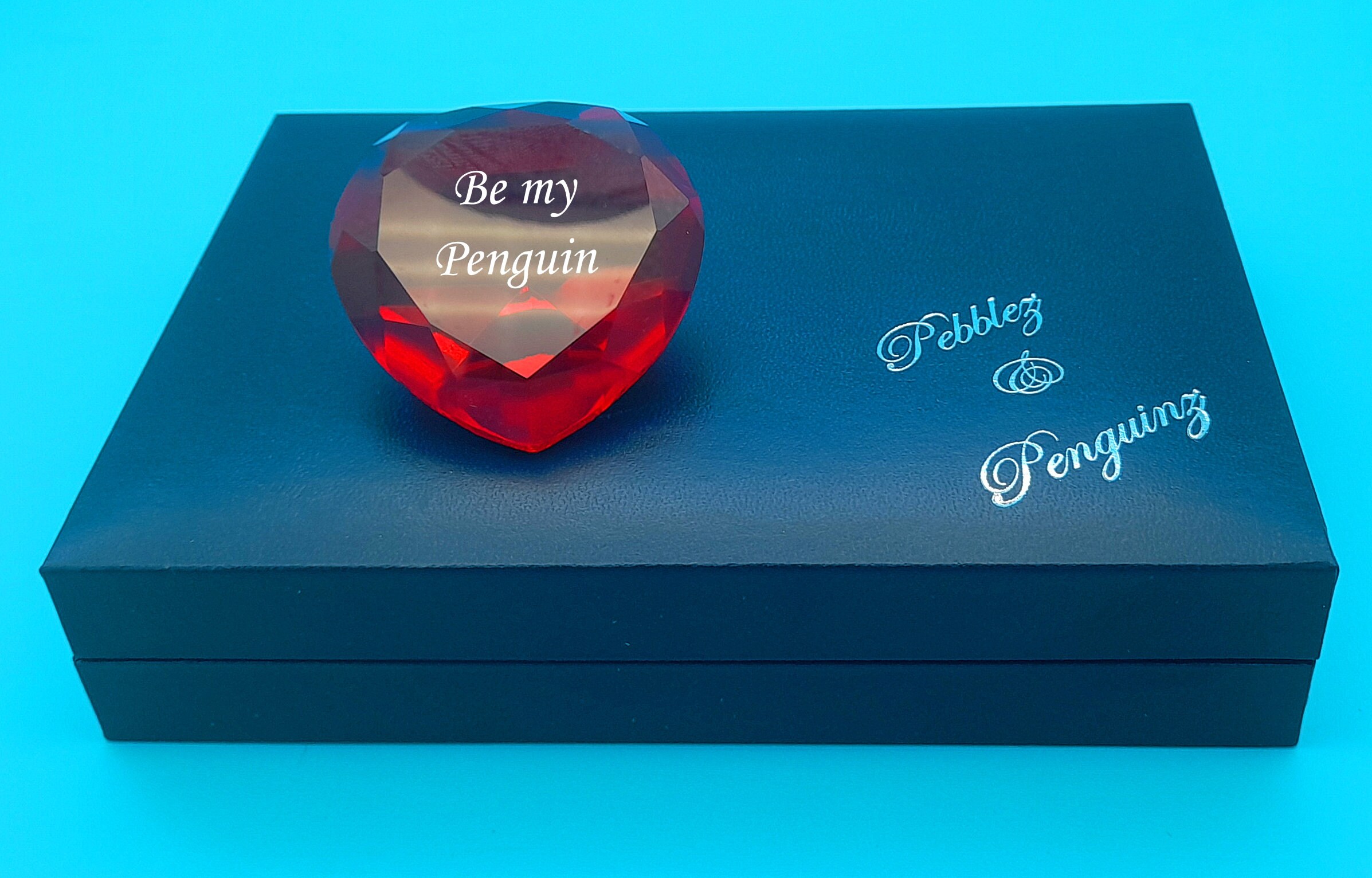 Personalisable Penguins at sunset themed necklace gift box | Etsy